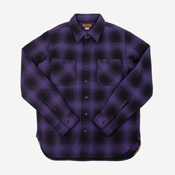 IHSH-265-PUR - Ultra Heavy Flannel Ombré Check Work Shirt - Purple/Bla ...